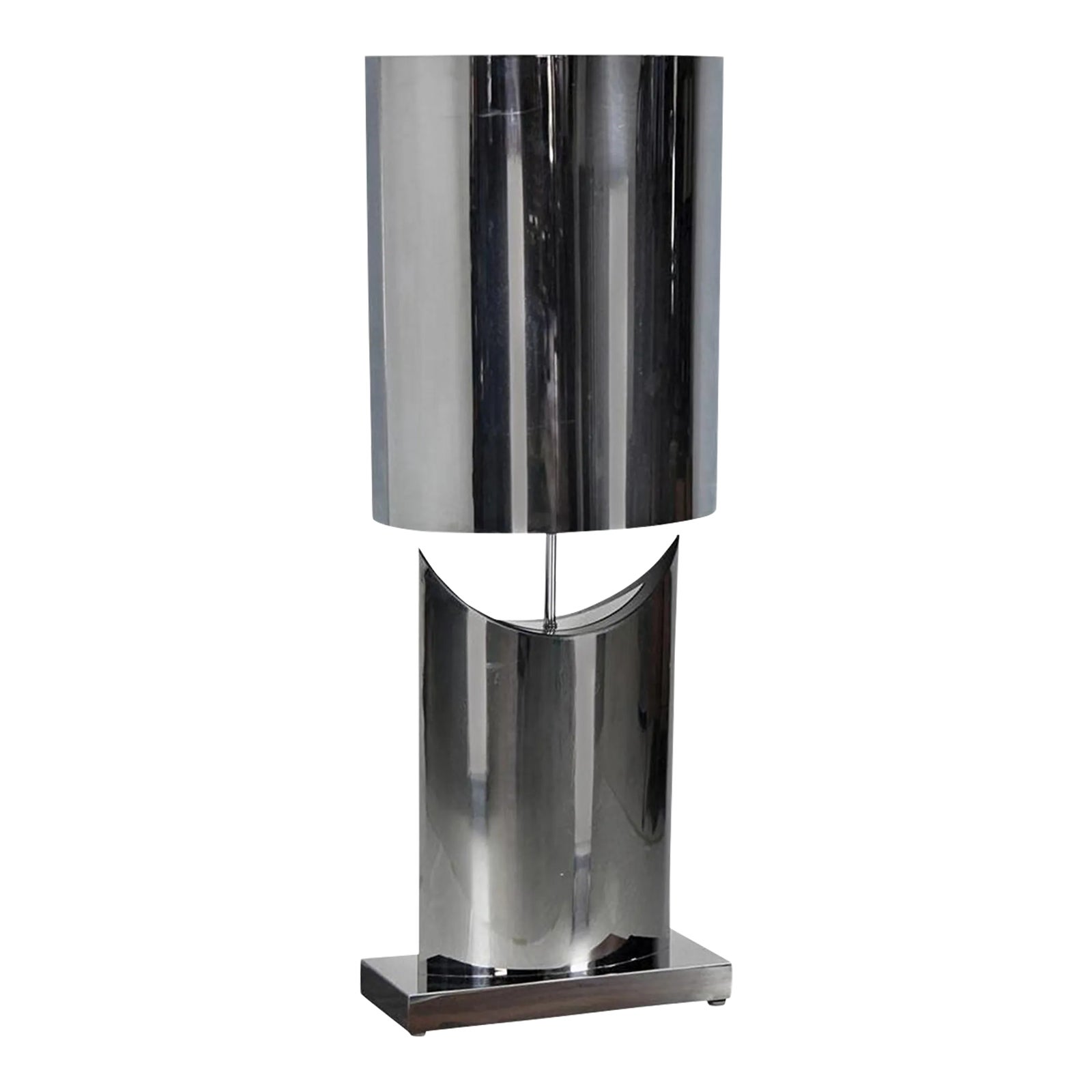 Polished Chrome Mirror Finish Chrome Shade & Large Base Table Lamp ...