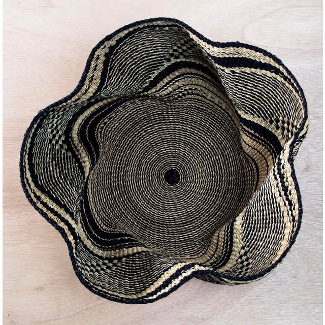 Bolga Wave Basket - Black & White | Chairish