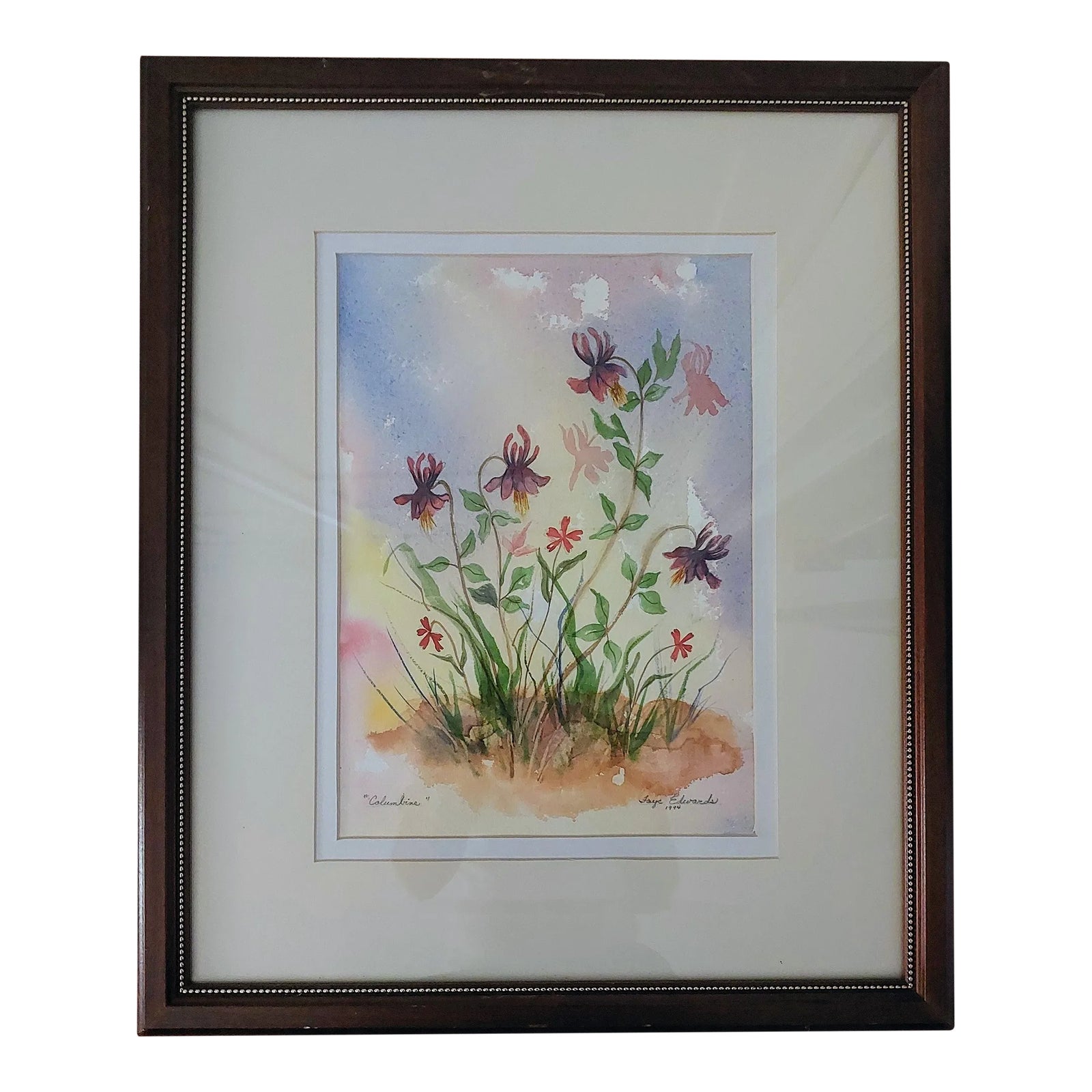 1990s Original Watercolor Painting "Columbine" by Blue Ridge Mountain ...