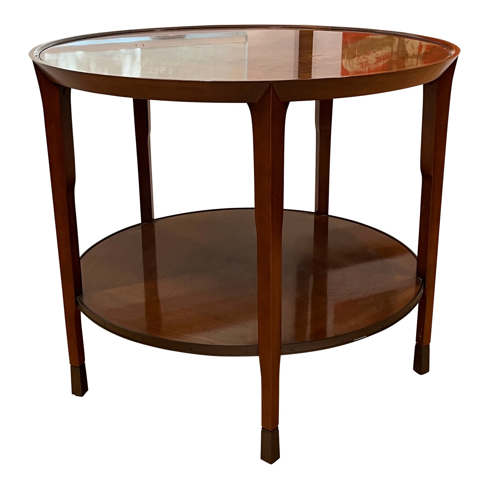 Large Round Two-Tier Side Table | Chairish