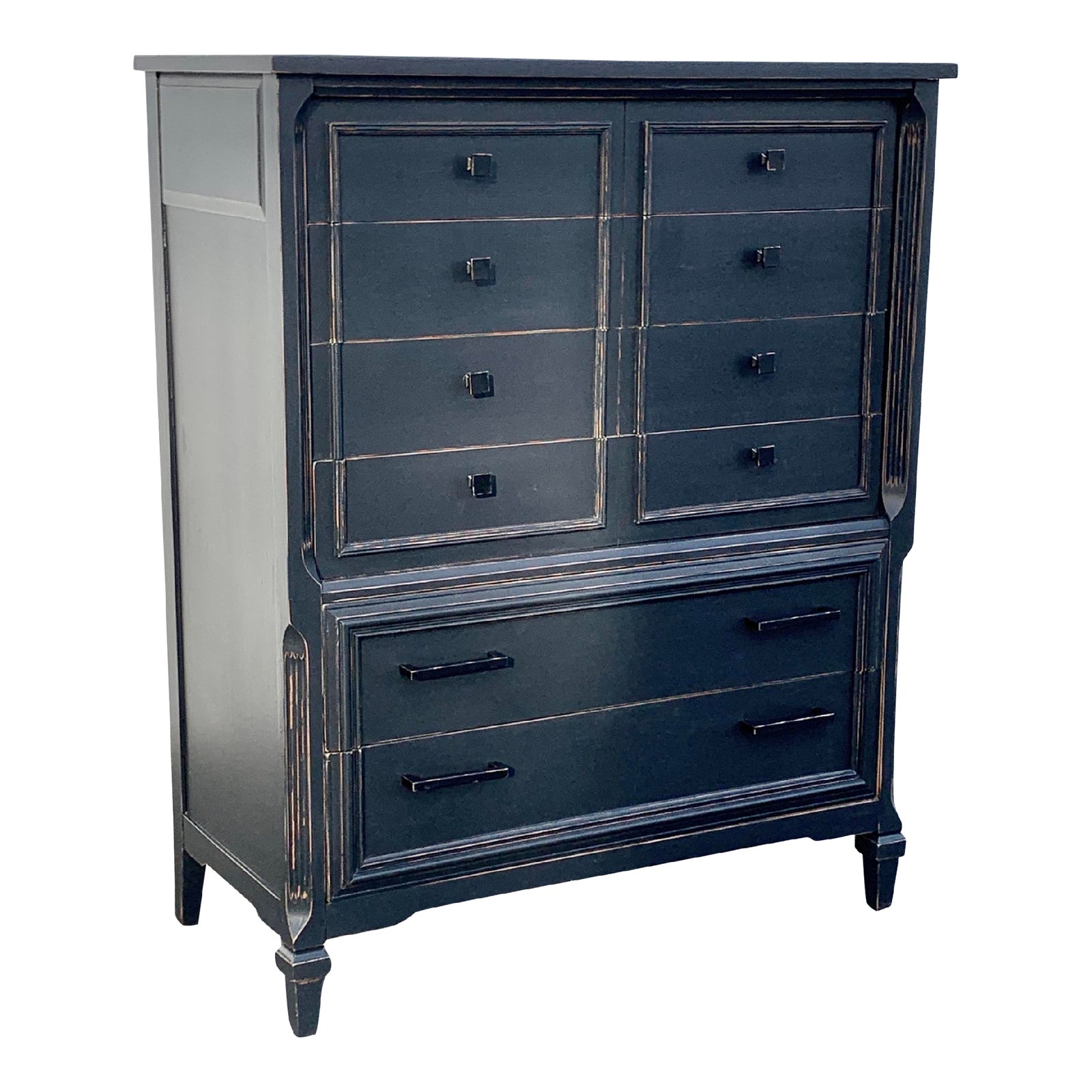 1970s Vintage Highboy Dresser in Black | Chairish
