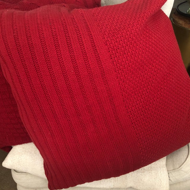 Extra Large Red Cable Pillows - A Pair | Chairish