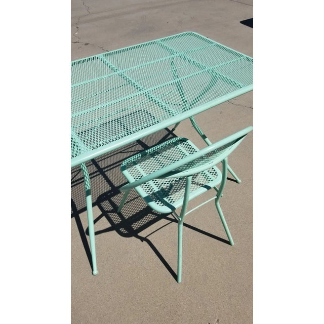 Mid-Century Aqua Turquoise Steel Outdoor or Patio Dining Set With Four ...