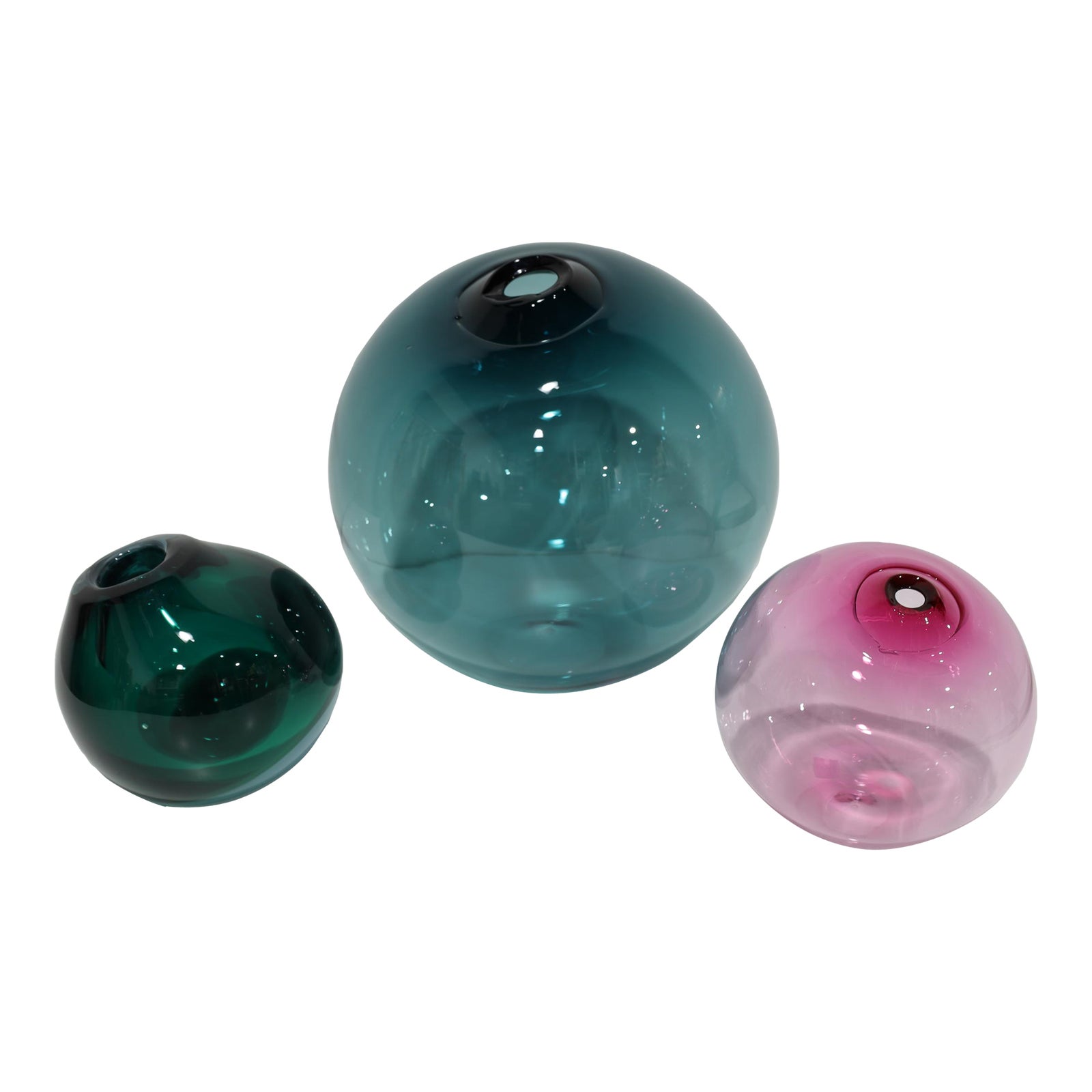 SkLO "Float" Glass Bubble Vessels, Set of Three | Chairish
