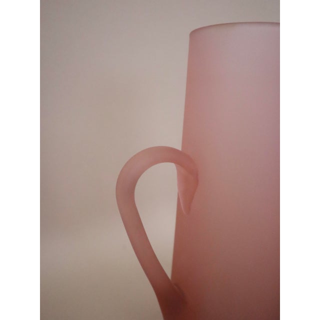Pink Satin Glass Pitcher | Chairish