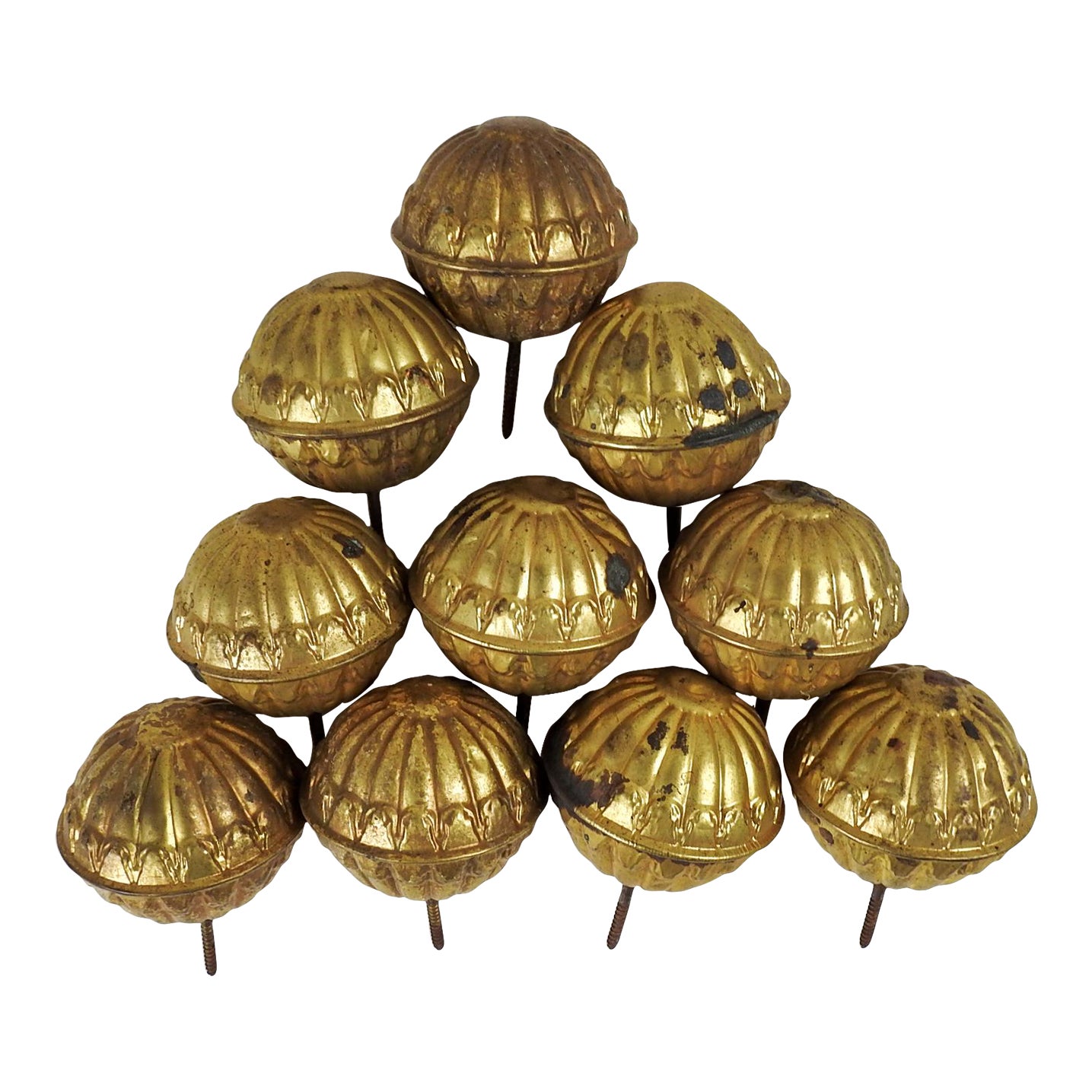 Antique Fancy Brass Ball Drapery Rod Finials - Set of 10 | Chairish