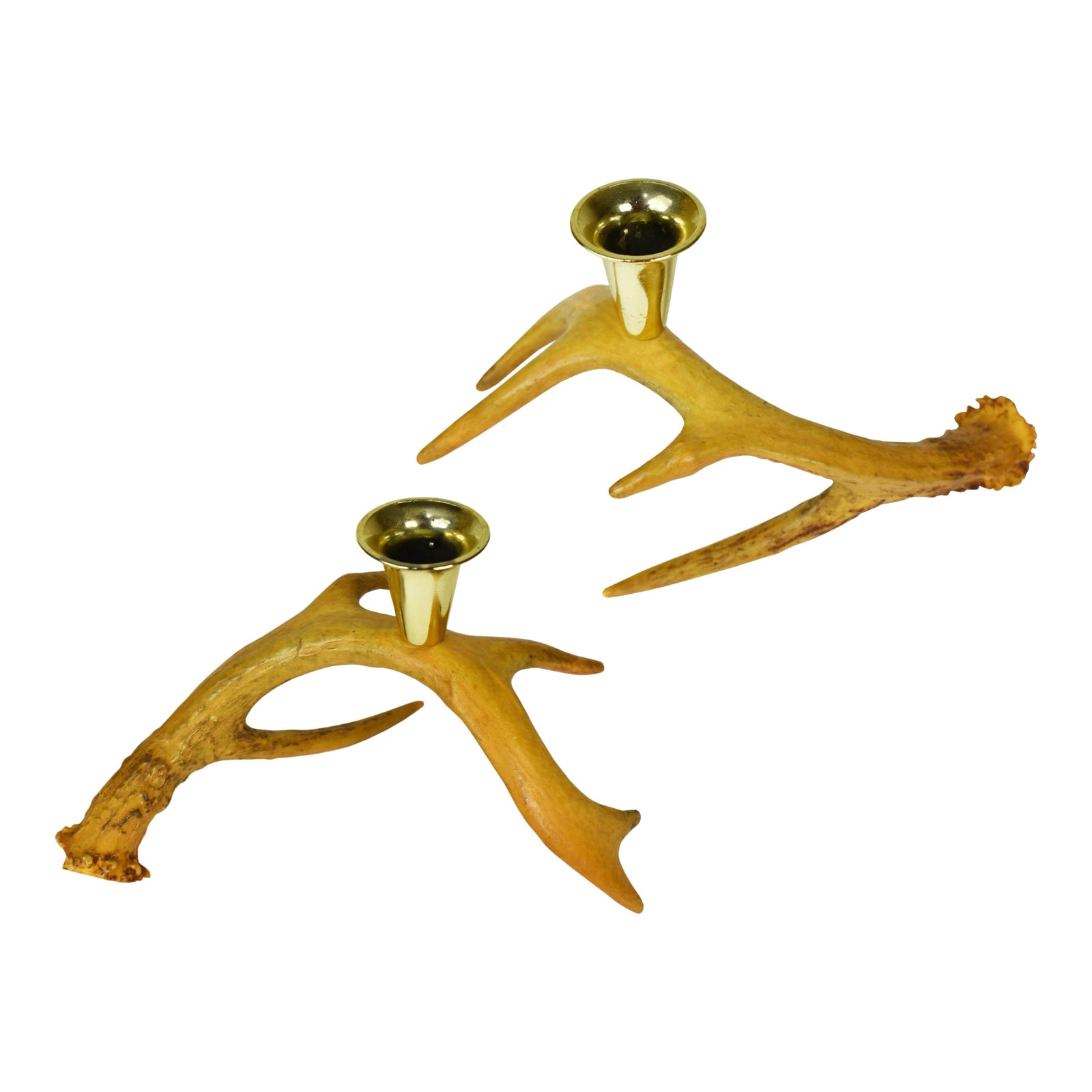 Vintage Rustic Cabin Décor Natural Deer Antlers Candle Holders- a Pair ...