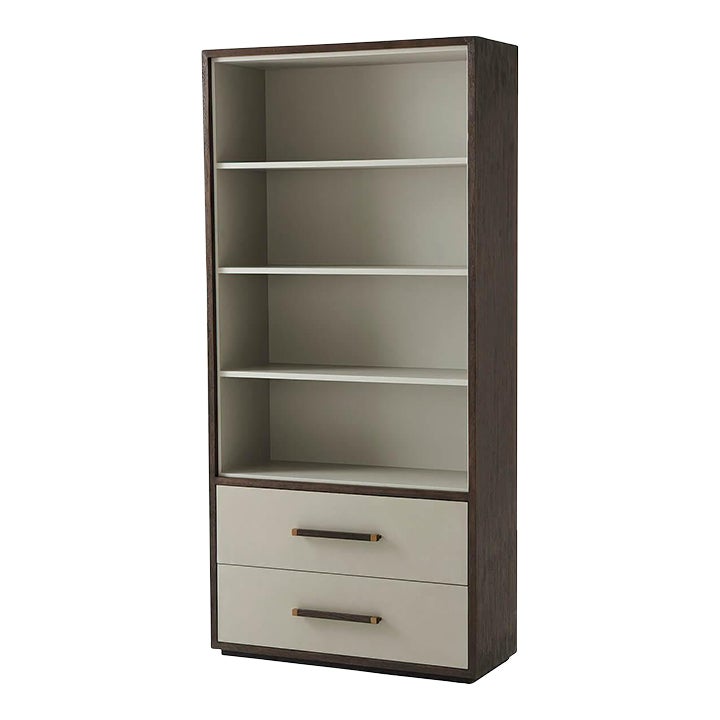 Modern Leather Wrapped Bookcase | Chairish