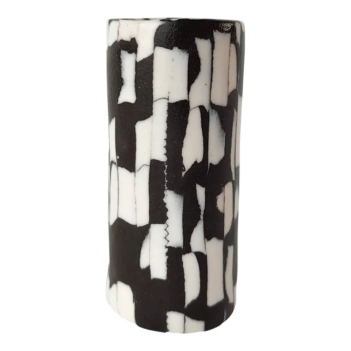 Black and White Miniature Distorted Checker Ceramic Bud Vase by Fizzy ...