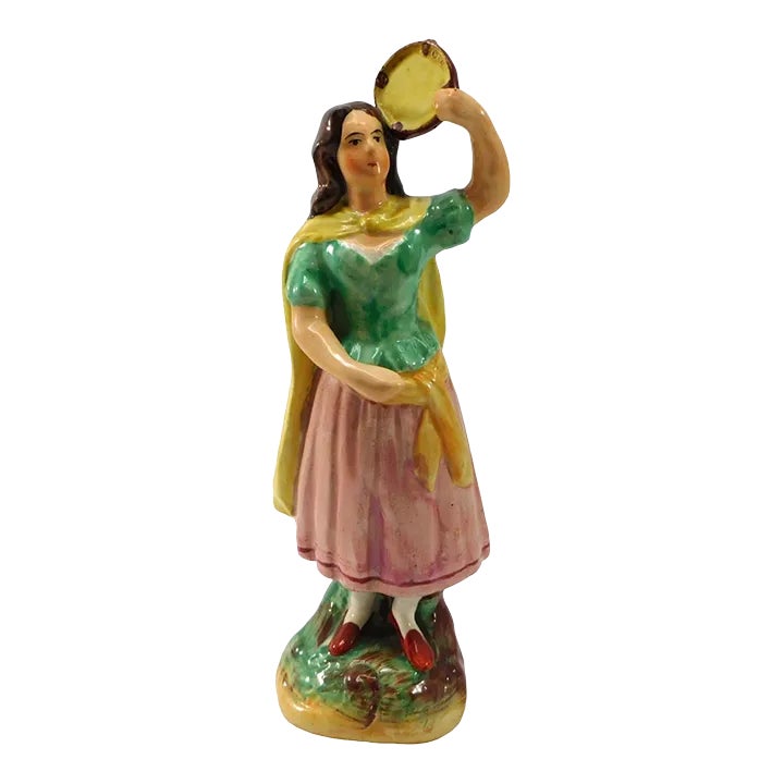 Antique 1860s Staffordshire Gypsy Dancer Figurine | Chairish