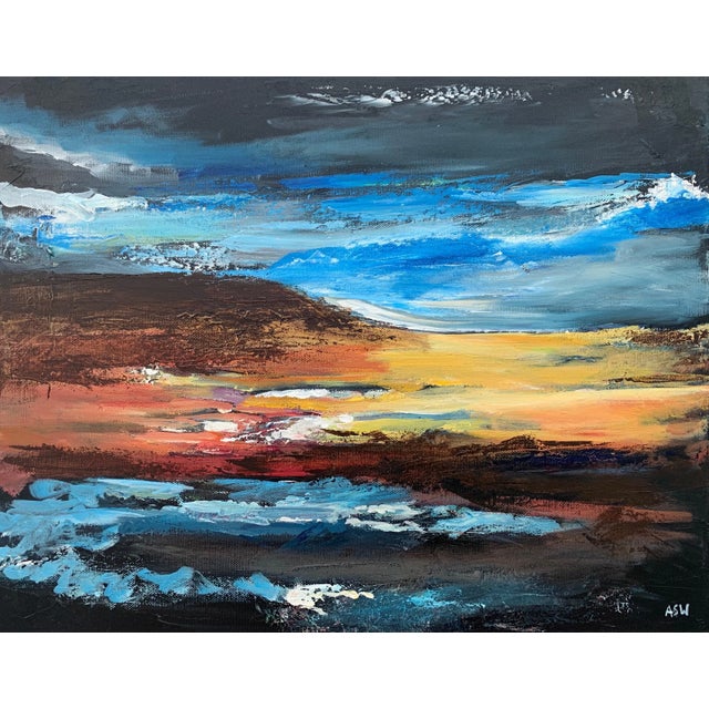Angela Wakefield, Colourful Abstract Art English Hills Countryside by ...