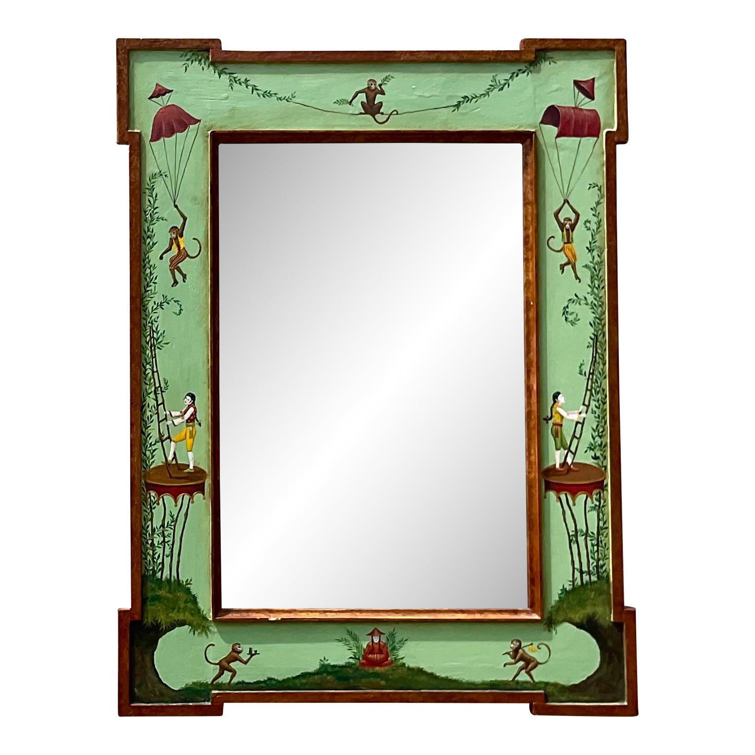Vintage Regency Hand Painted Circus Mirror | Chairish