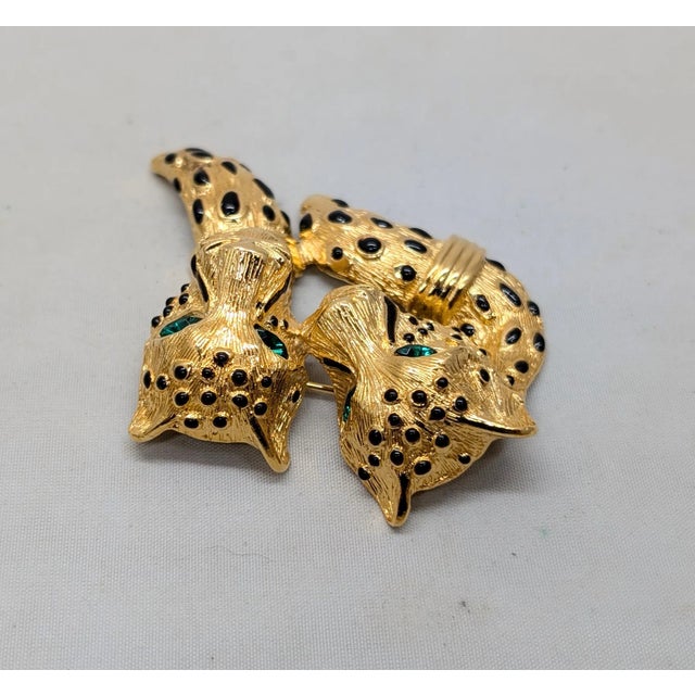 Vintage 1980s Signed Alexis Kirk Two Panthers Enamel & Rhinestone ...