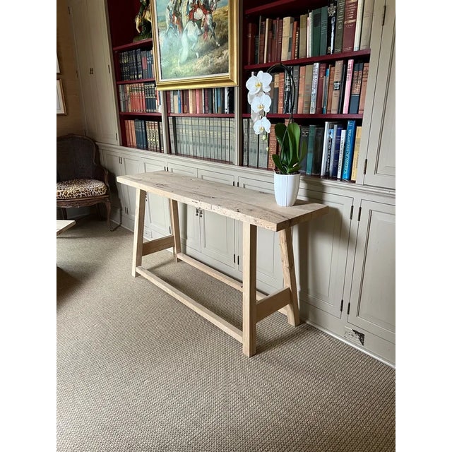 Modern Solid White Oak Console Table by Fortunata Design | Chairish