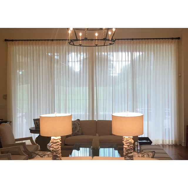 Designer Sheer Drapery Panels- Set of 2 | Chairish