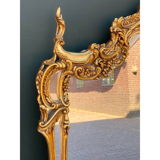 1980s French Louis XVI Baroque Rococo Style Wall Mirror in Gold Beech ...