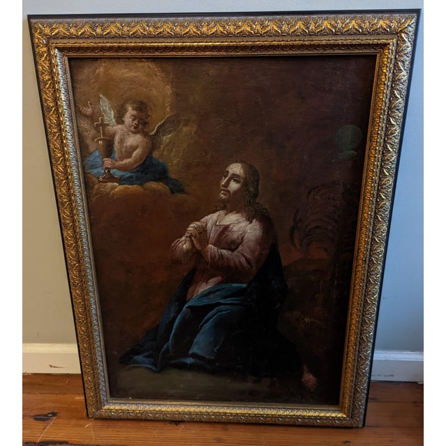17th Century Antique Christ Praying in the Garden of Gethsemane Oil ...
