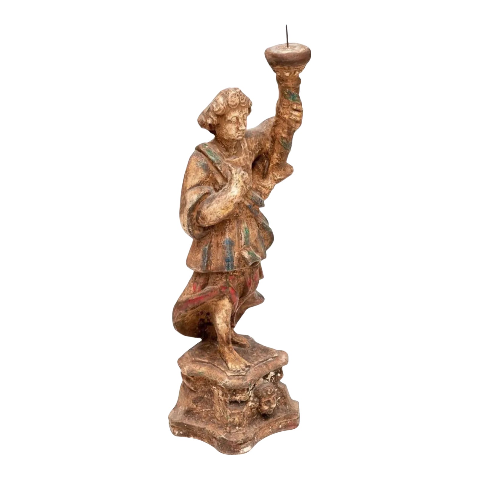 18th Century Spanish Colonial Santos Church Altar Torchère | Chairish