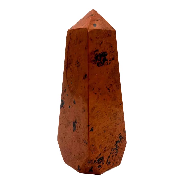 Organic Modern Red Jasper Carved Stone Obelisk | Chairish