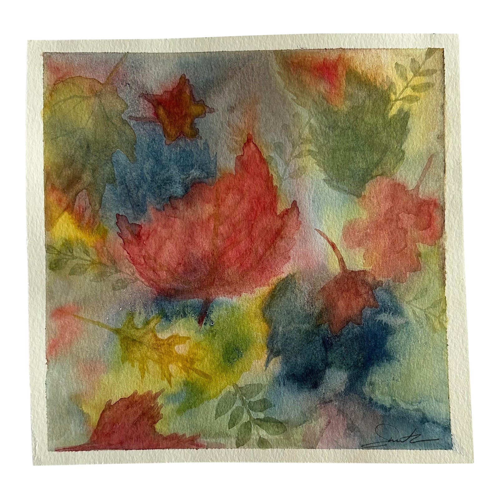 Original Watercolor Botanical by Nancy Smith "Colors of Fall" | Chairish