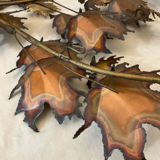 C Jere’ Large Mid Century Modern Maple Leaf Brass Copper Wall Sculpture ...
