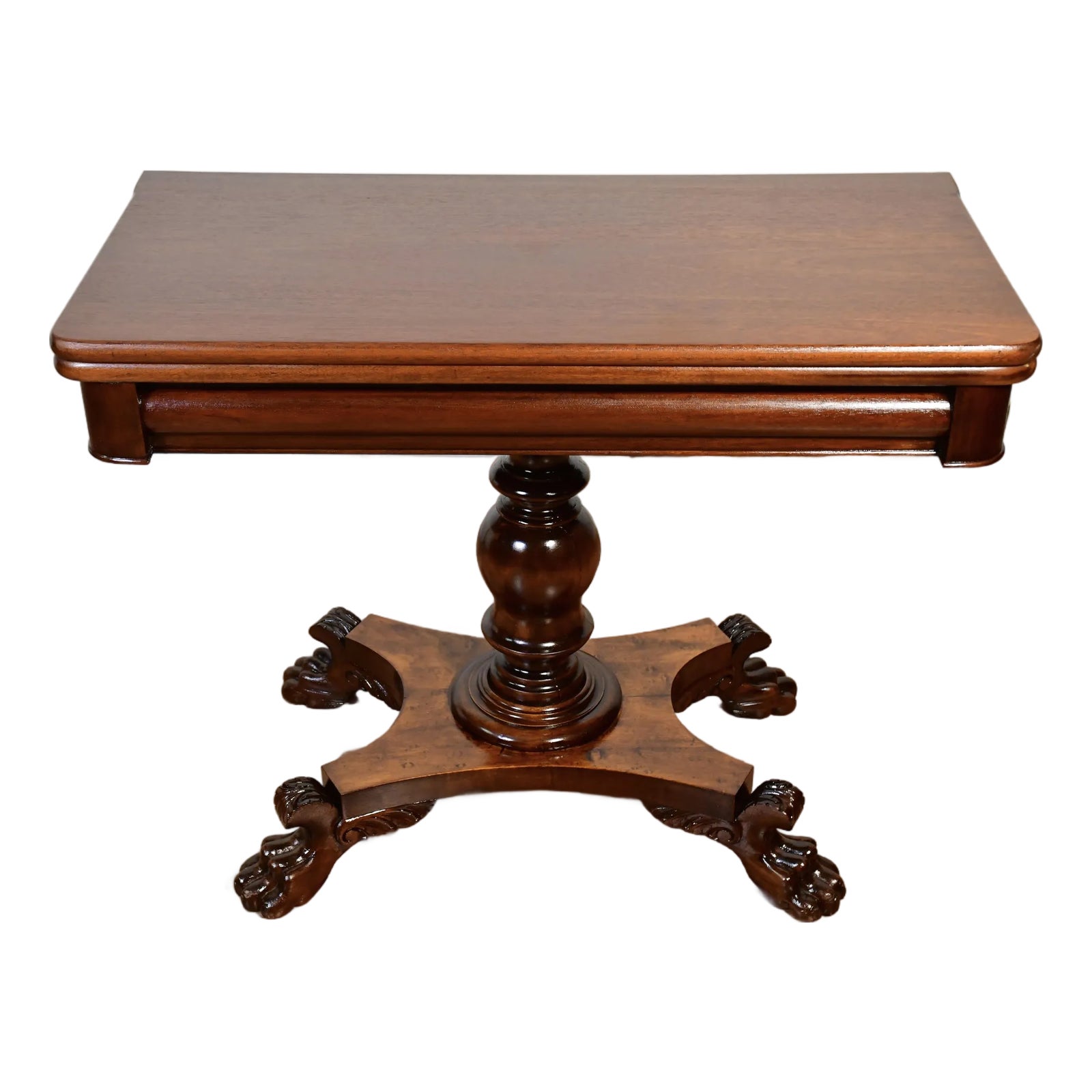 1900s Antique American Empire Solid Mahogany Flip-Top Game Table ...