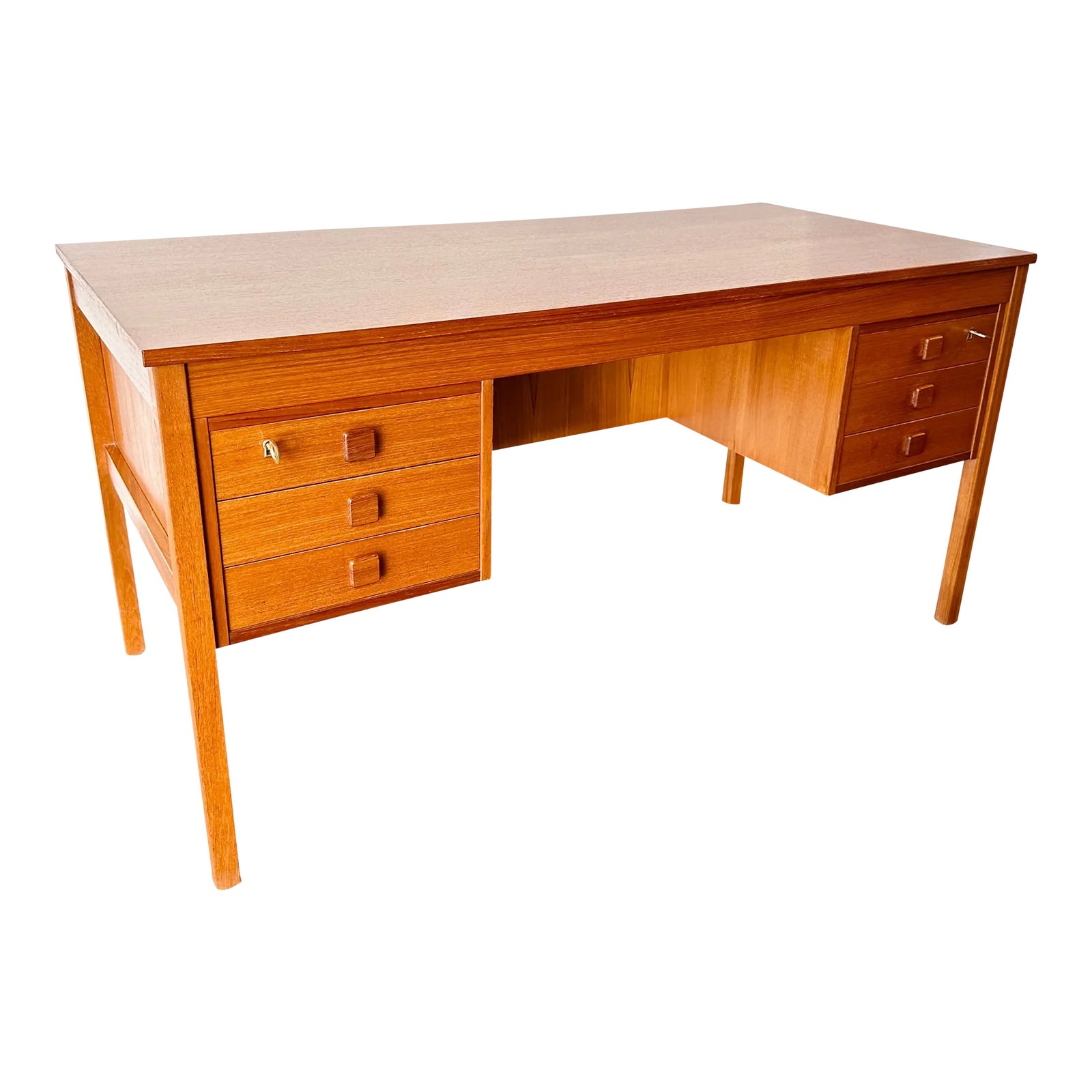 Scandinavian Teak Desk With Back Storage | Chairish