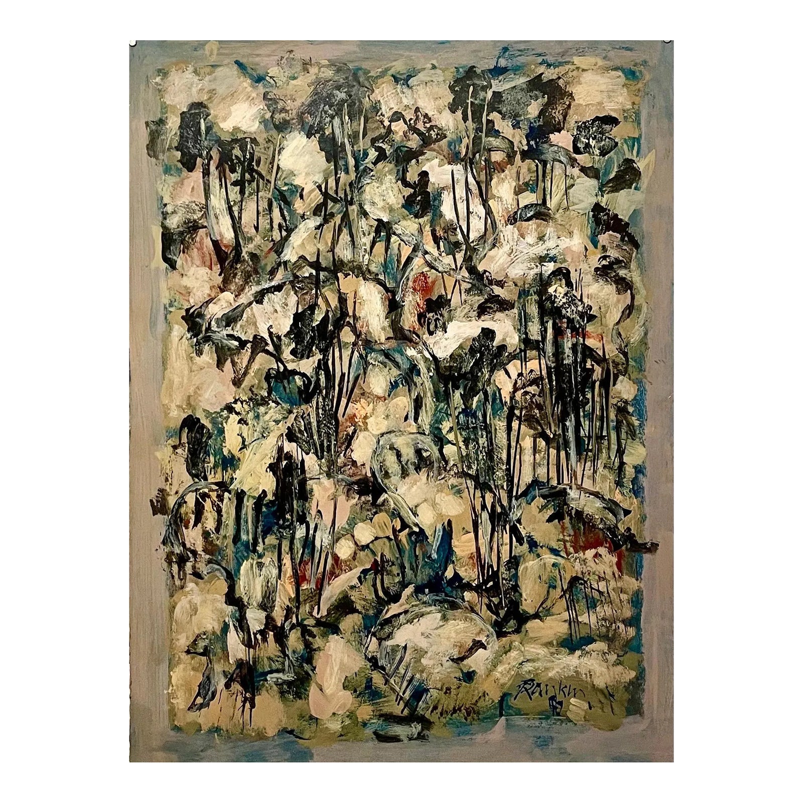 David Rankin Abstract Expressionist Oil Painting Rocky Hillside, 1990 ...