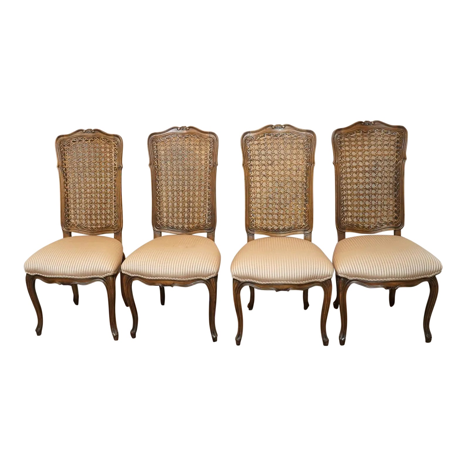 1990s Set of 4 Rattan Back French Courtyard Chairs | Chairish