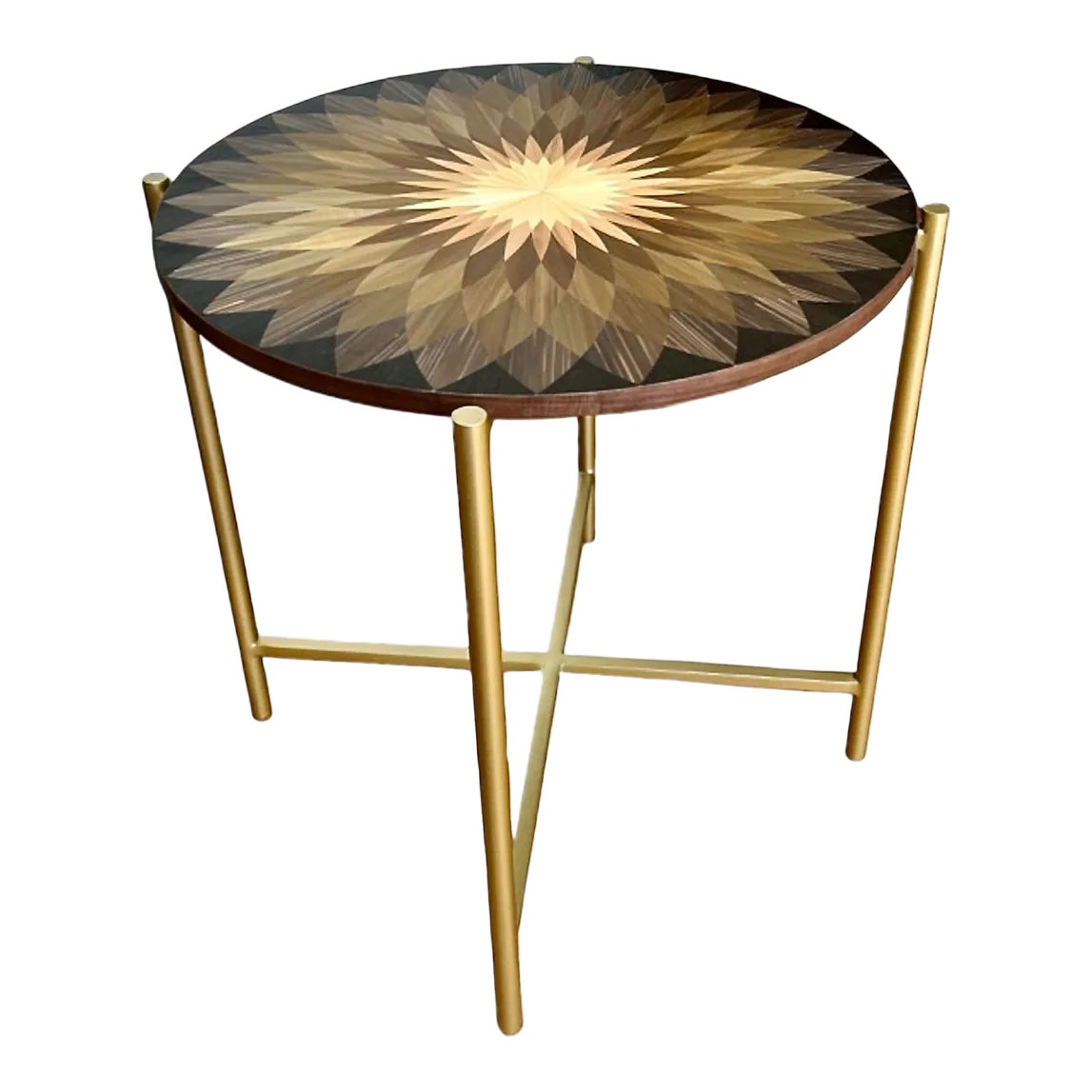 Straw Marquetry Side Table | Chairish