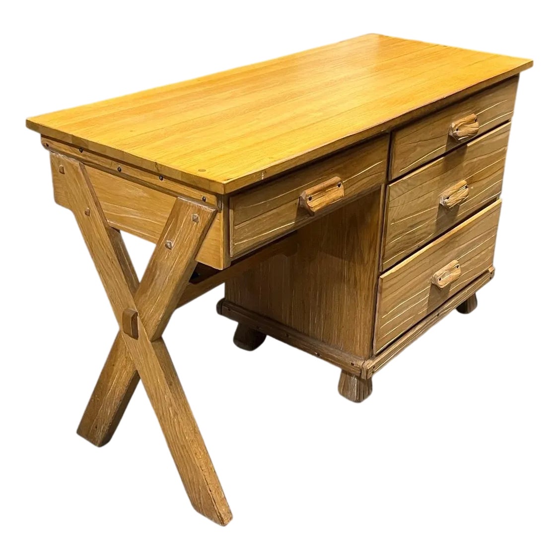 Mid 20th Century Brandt Ranch Oak Rustic Writing Desk | Chairish