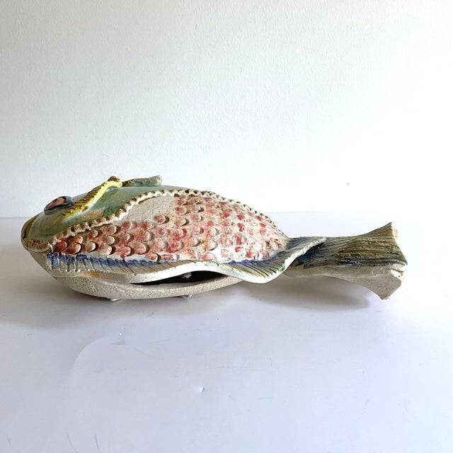 Vintage Handmade Studio Pottery Fish Puffy Textural Colorful Coastal ...