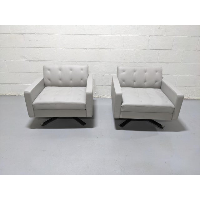 Pair of Poltrona Frau, Kennedee Swivel Armchairs | Chairish
