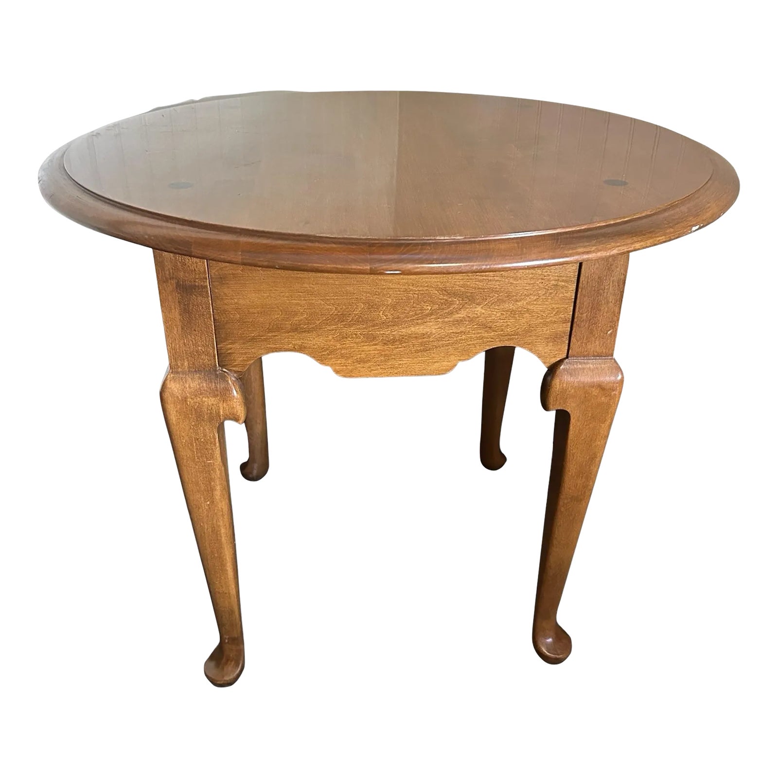 Vintage Ethan Allen Round Side Table Heirloom Maple Queen Anne Style ...