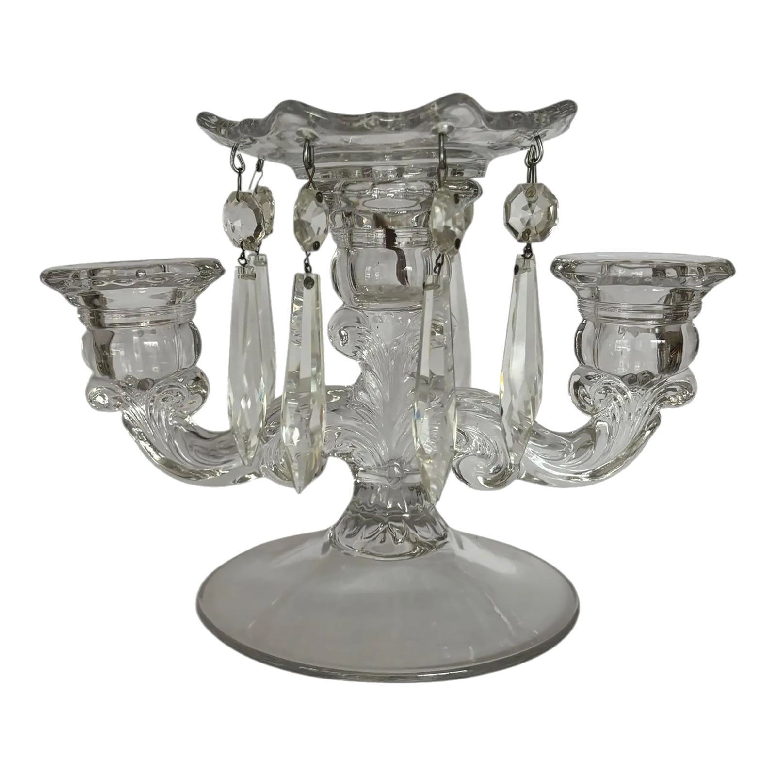 1950s Cambridge Glass 3-Arm Candelabra With Bobeche and Hanging ...