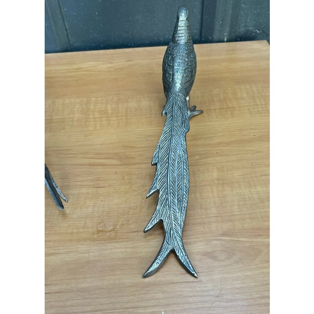 Pewter Pheasant Bird Sculptures | Chairish