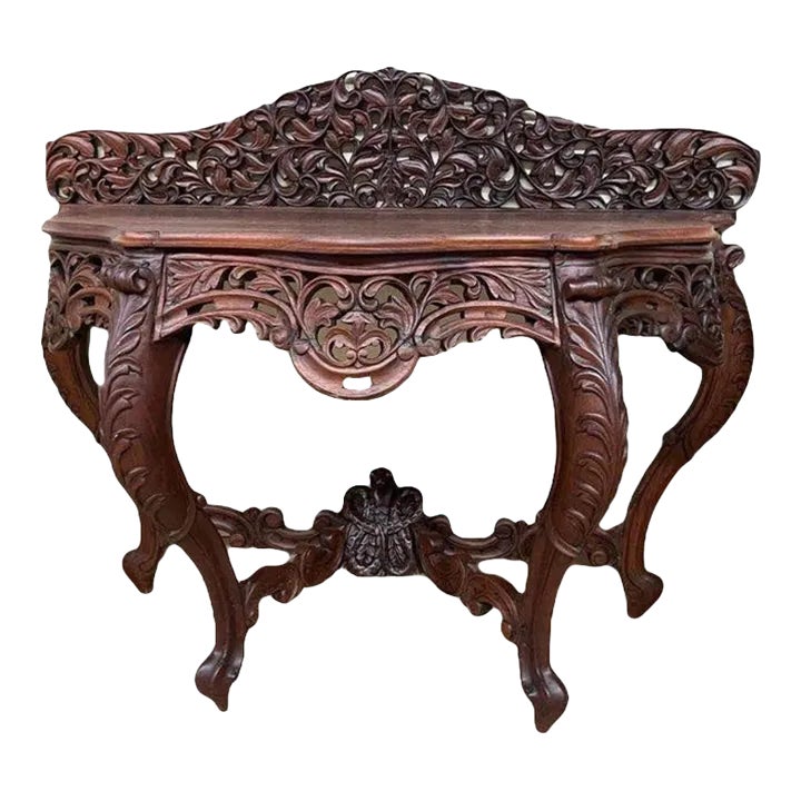 Mid 20th Century Vintage Southeast Asian Rococo Style Rosewood Console ...