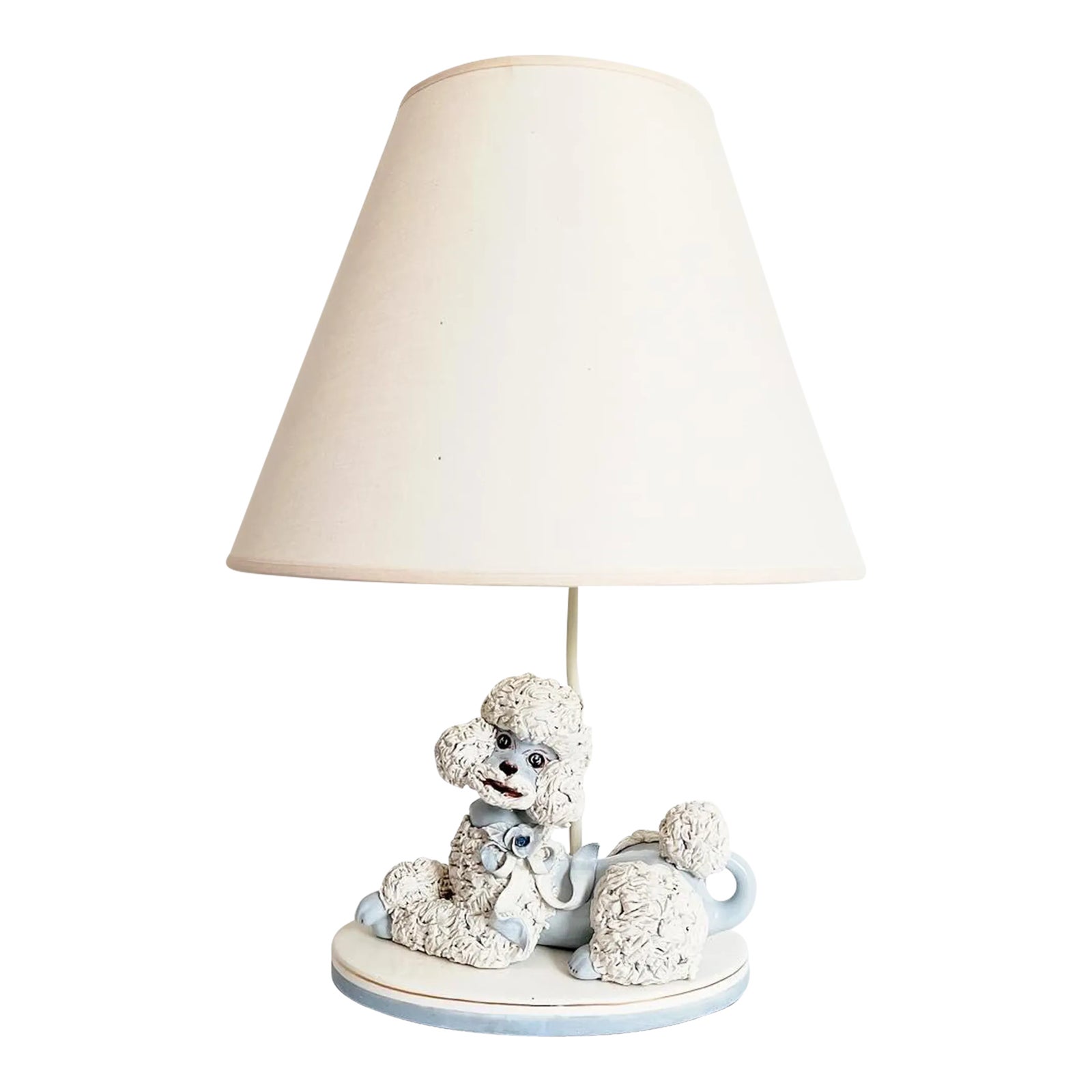 1950s French Poodle Lamp & Shade | Chairish