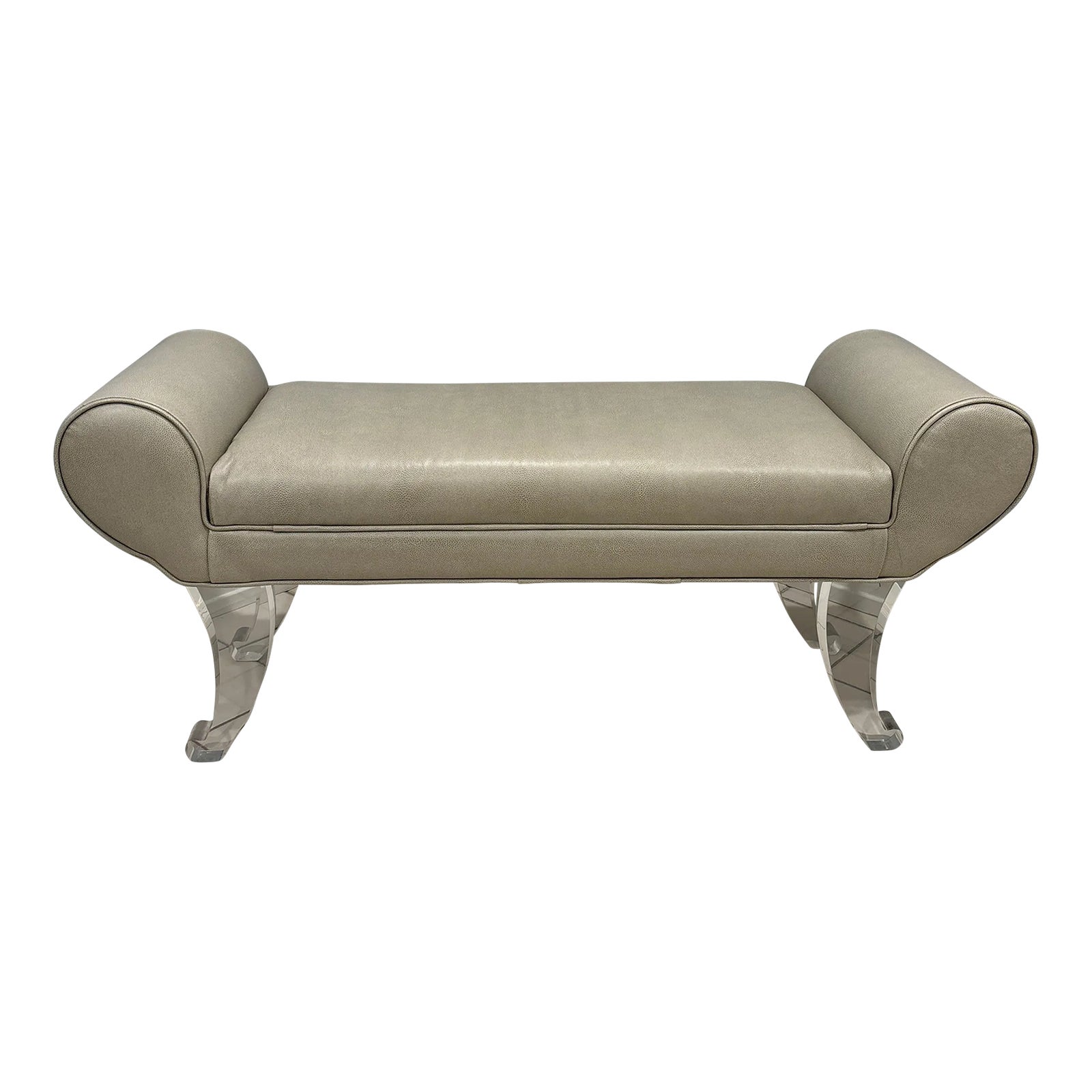 1980s Leather Bench With Lucite Legs | Chairish