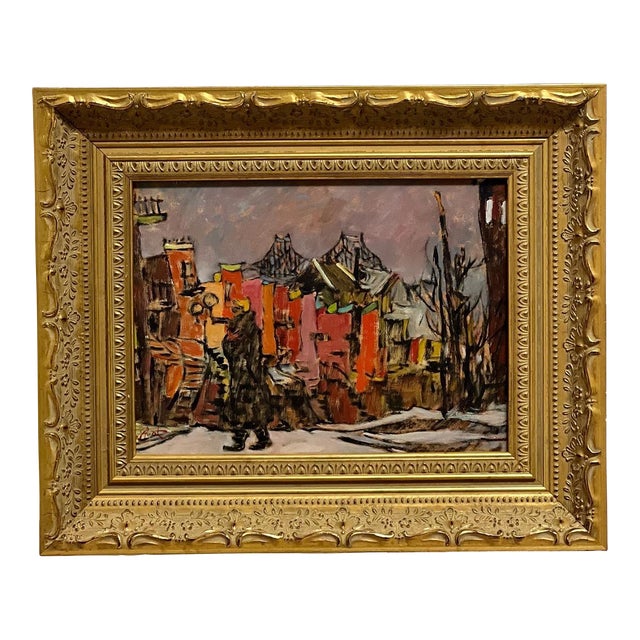 1970s "Bridged Horizon" Expressionist Landscape Painting by Pierre Huot ...