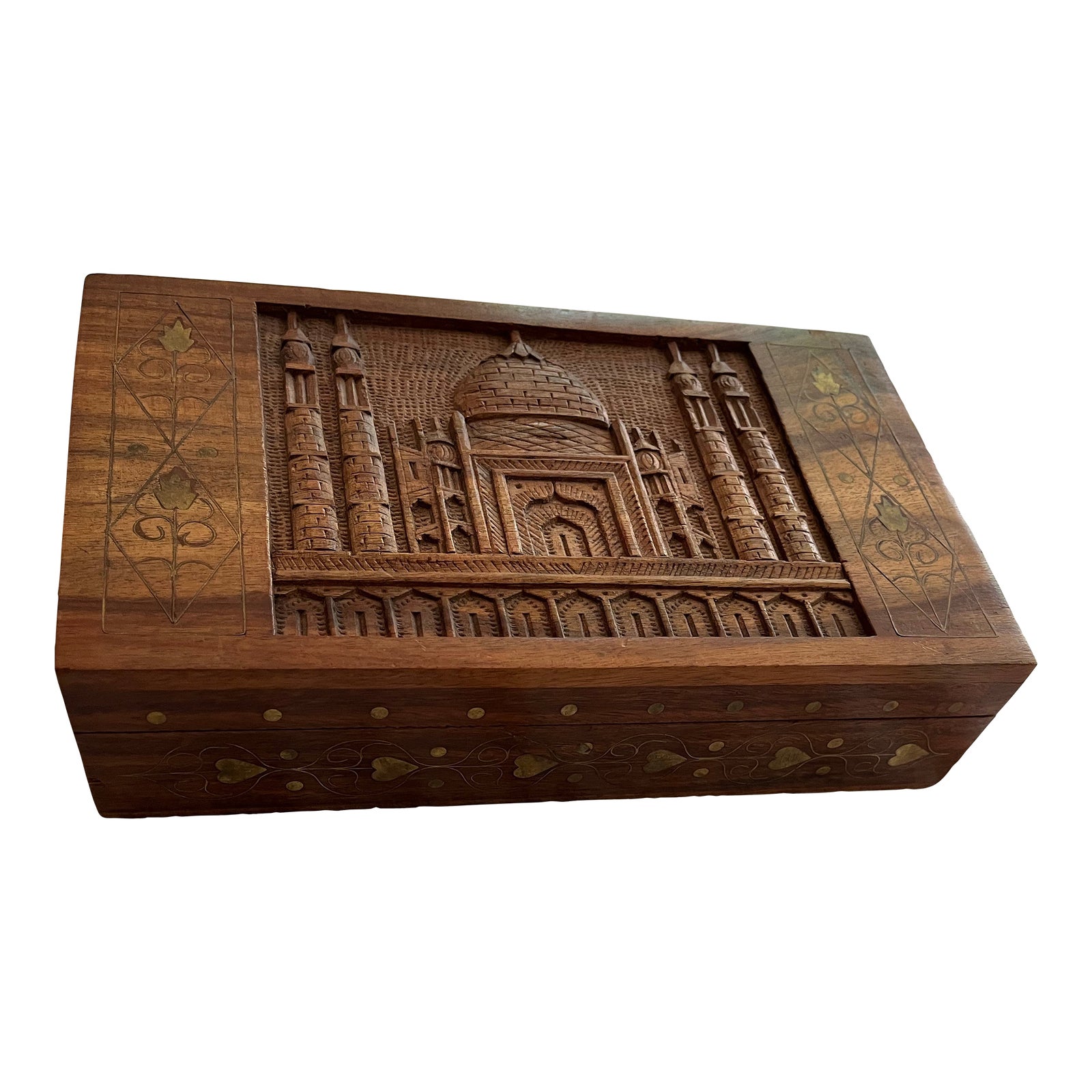 1990s Hand Carved Taj Mahal Wooden Jewelry Box, India | Chairish
