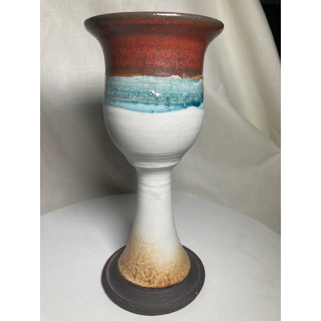 1980s Handmade Studio Pottery Chalice Goblet Decor | Chairish