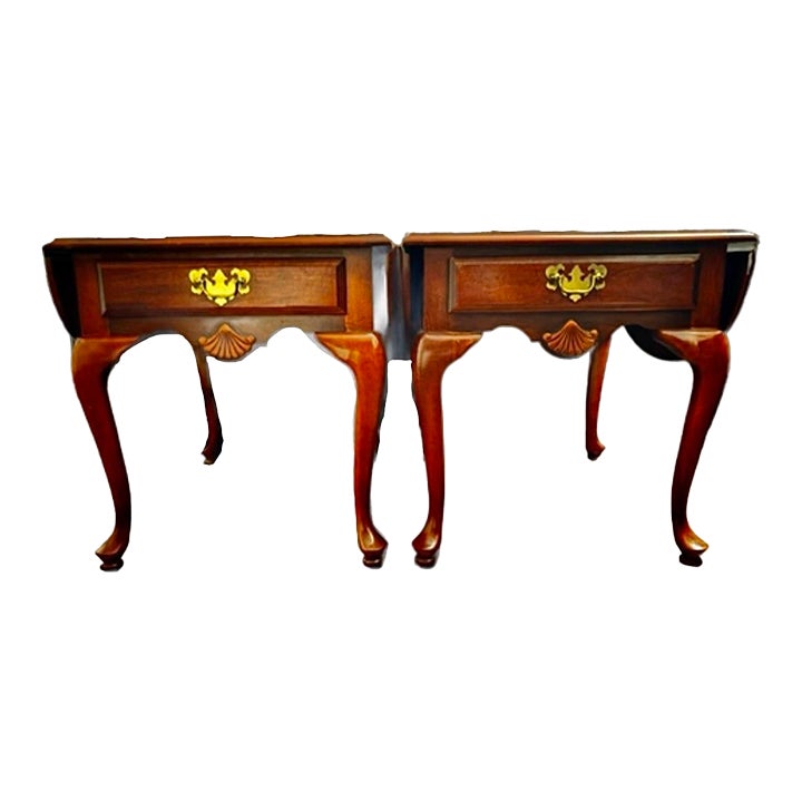 Vintage Pair of American Drew Side Tables Nightstands Single Drawer ...