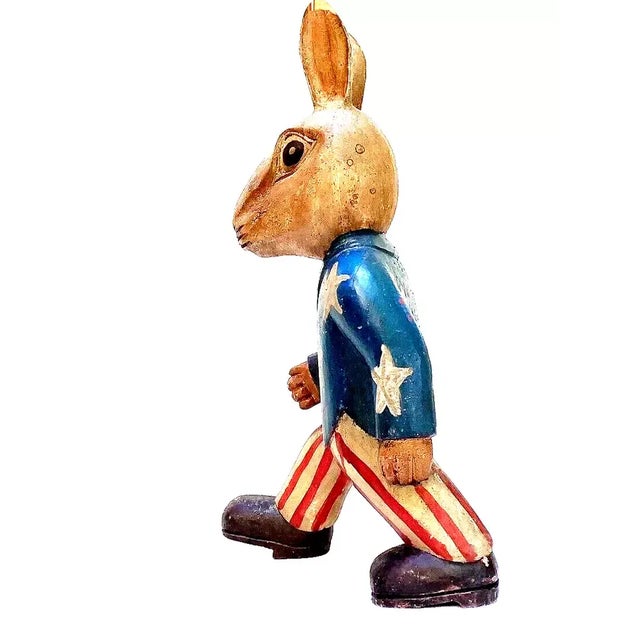 1940s Folk Sculpture Rabbit, Strikes and Stars | Chairish