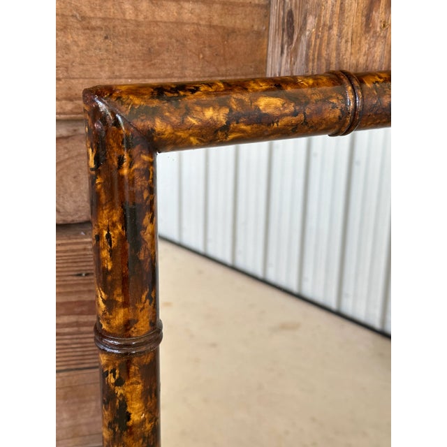 Vintage British Colonial Style Faux Bamboo Tortoise Finish Wall Mirror ...