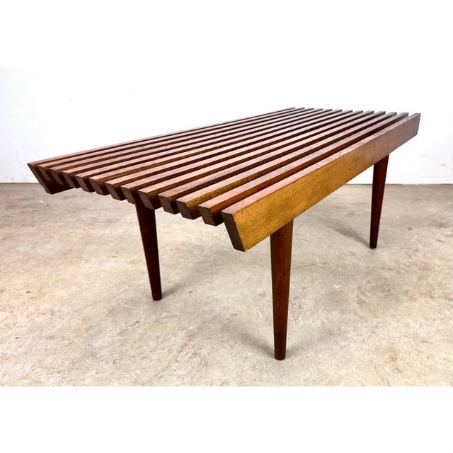Mid Century Modern George Nelson Style Slat Bench | Chairish