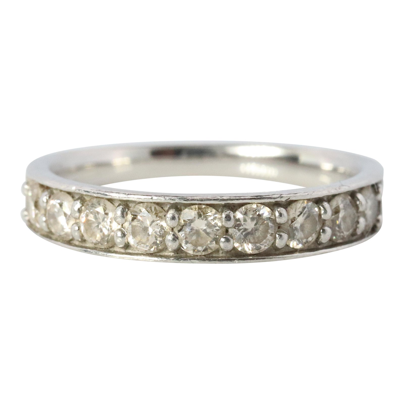 Platinum Diamond Eternity Band Pt900 1/2ct Half Eternity Infinty Ring Size 6.25 | Chairish