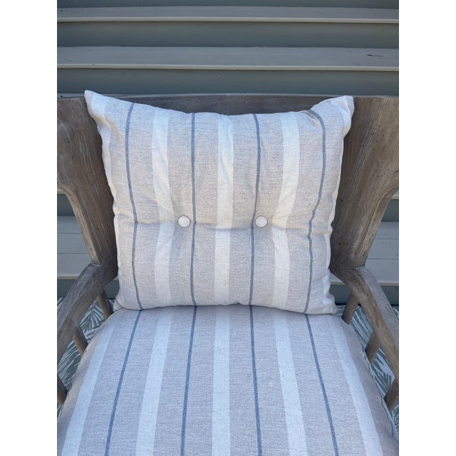 Coastal Wingback Accent Chair With Linen Cushions | Chairish