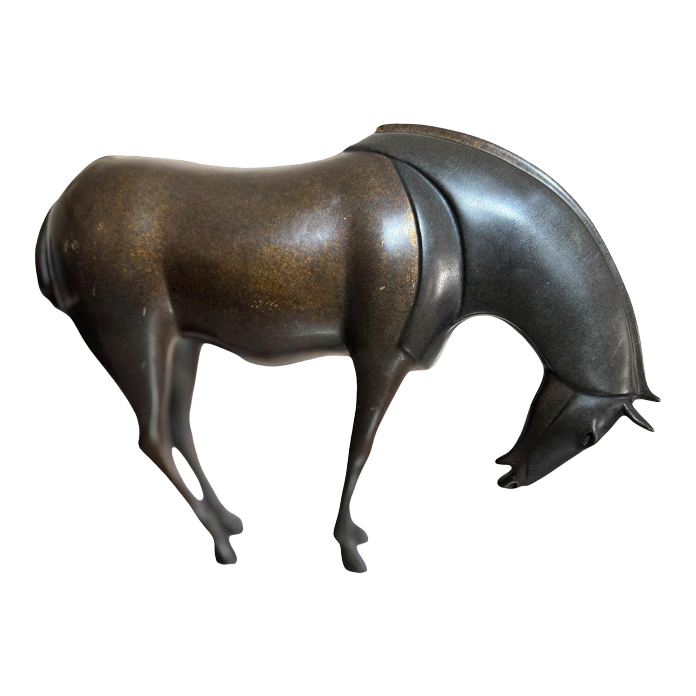 Vintage Bronze Armored Horse Sculpture by Loet Vanderveen, Limited ...