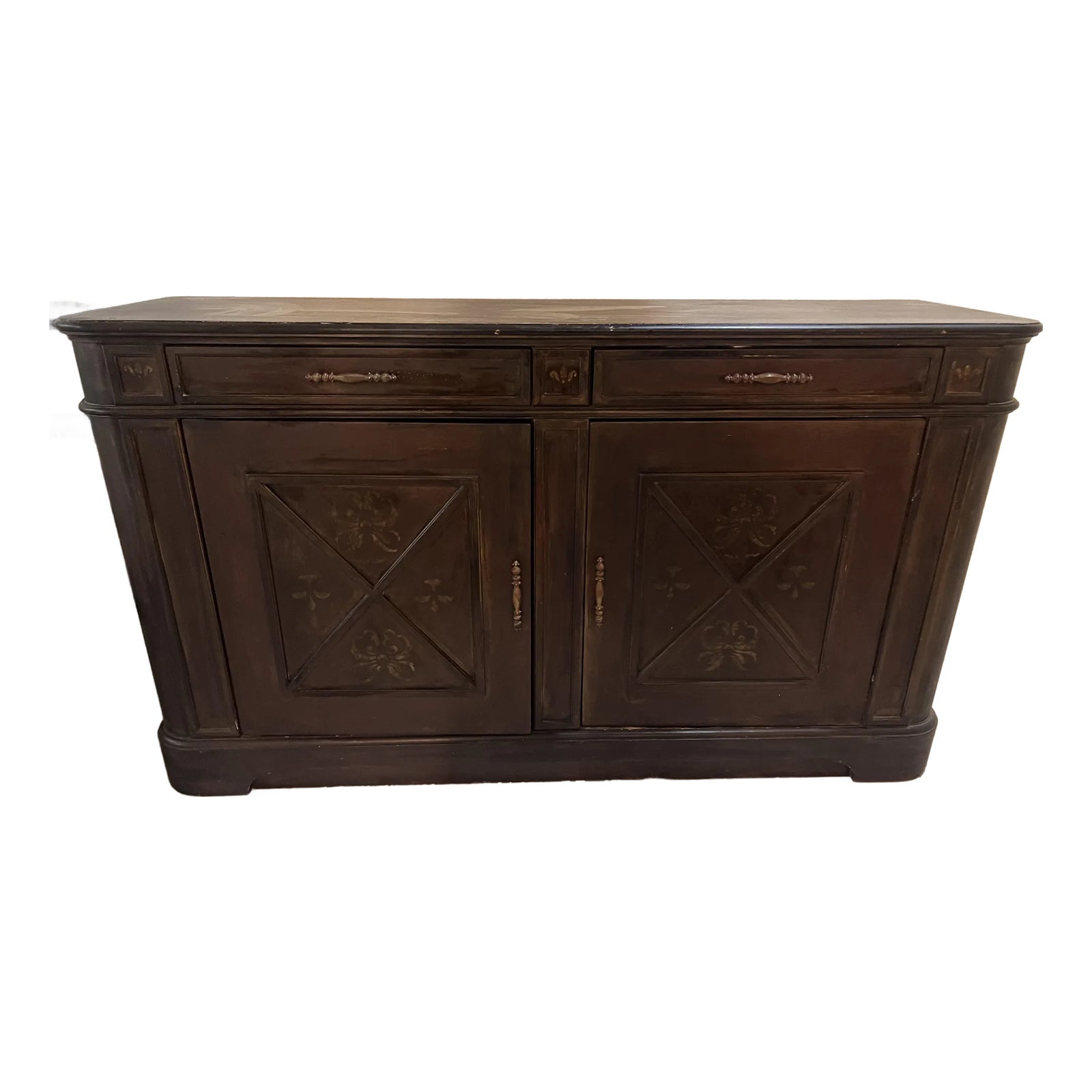 Fleetwood Fine Furniture Wood Hand Painted Distressed Style Sideboard ...